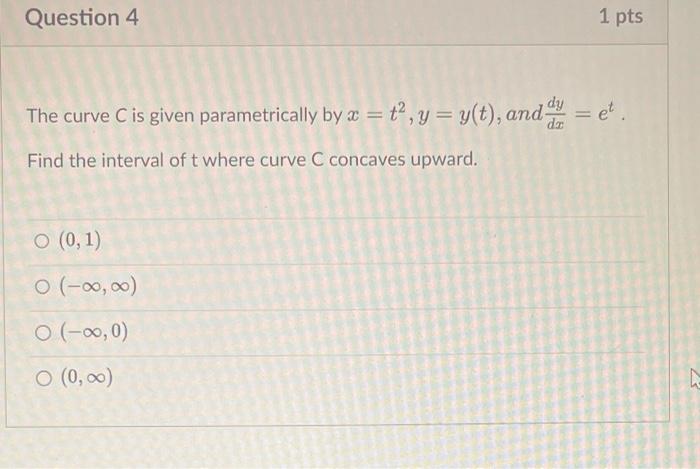 Solved Question 4 1 pts The curve C is given parametrically | Chegg.com