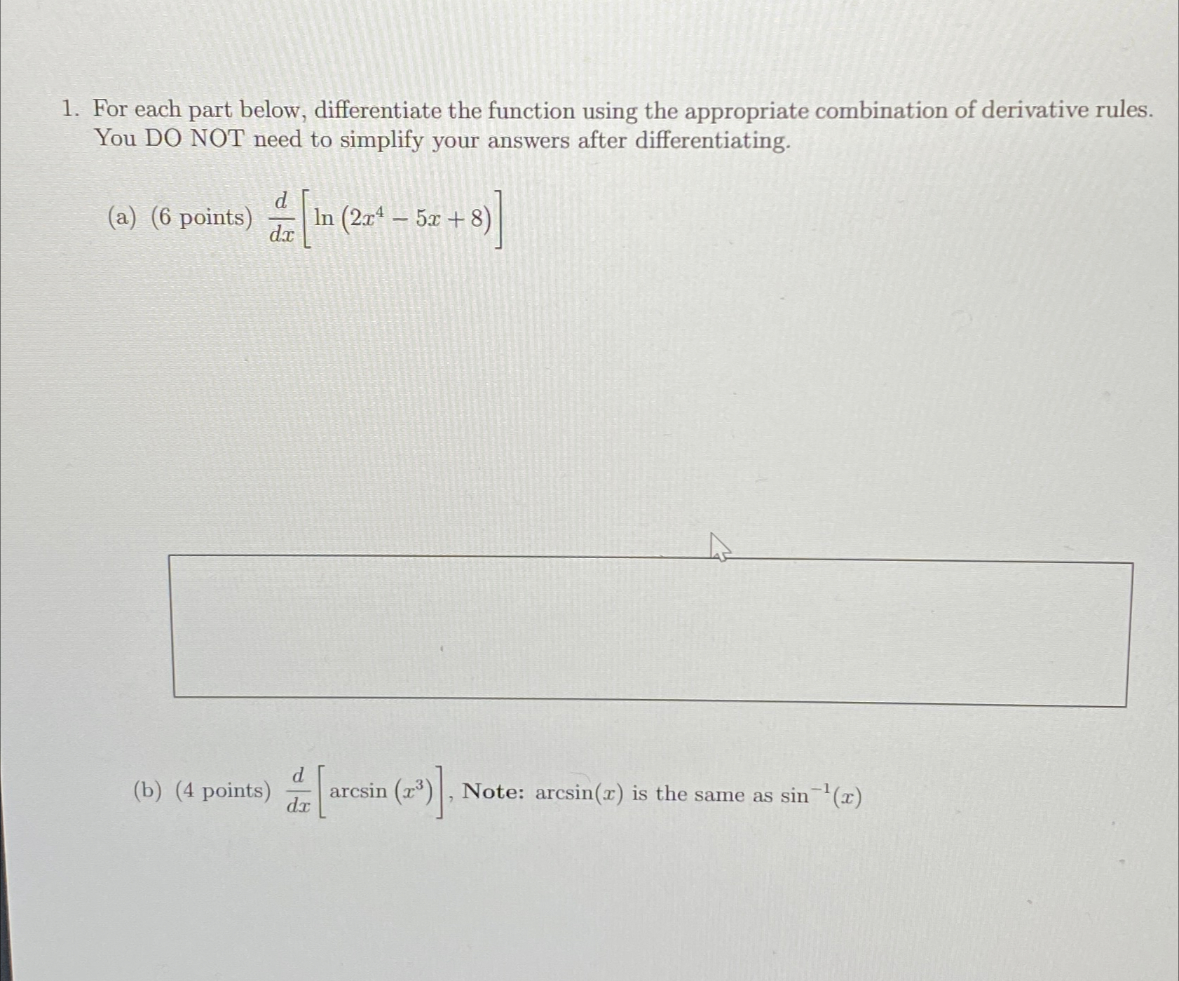 Solved For Each Part Below Differentiate The Function Using 