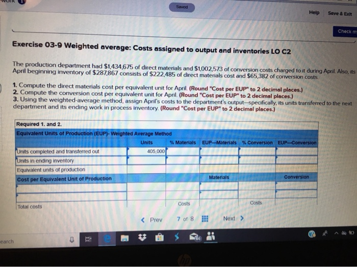 Solved Saved Help Save & Exit Check m Exercise 03-9 | Chegg.com