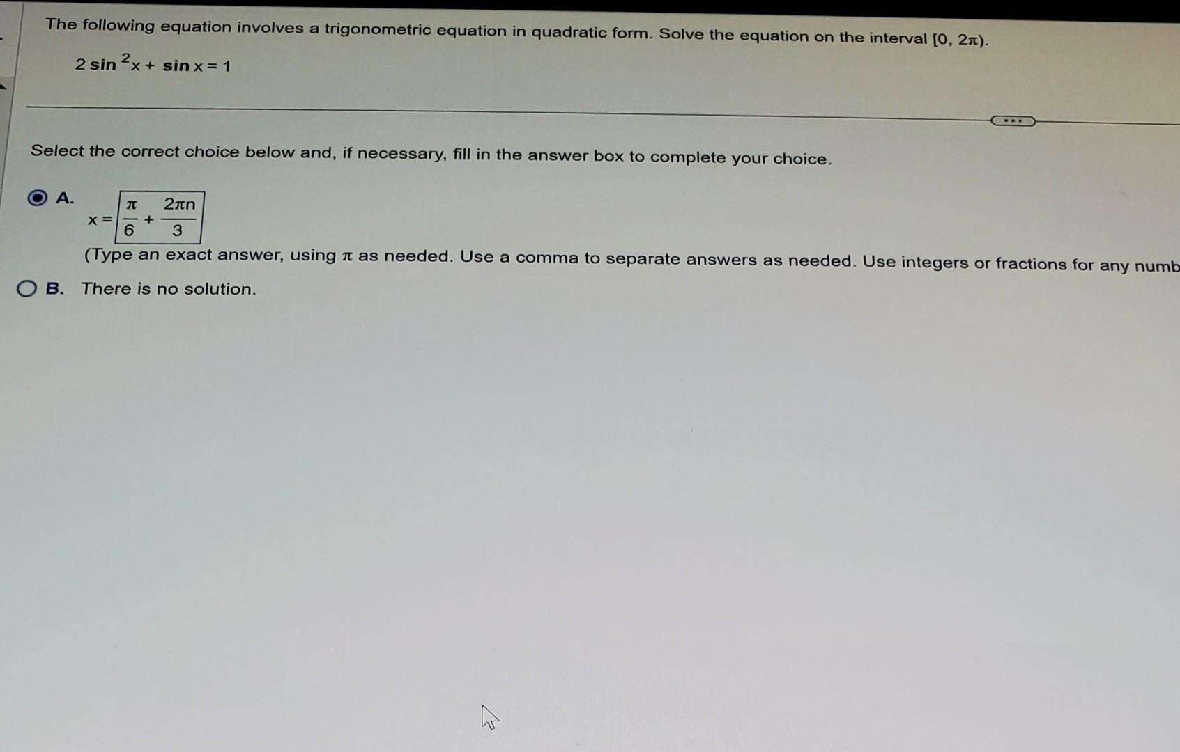Solved The following equation involves a trigonometric | Chegg.com