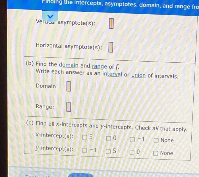 Solved = AND RATIONAL FUNCTIONS Finding the intercepts, | Chegg.com