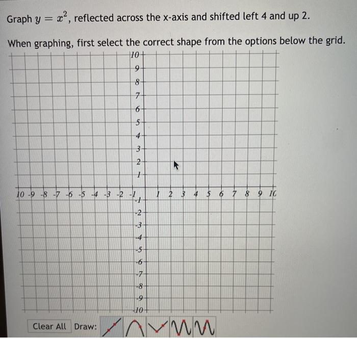 Solved Graph y = x2, reflected across the x-axis and shifted | Chegg.com