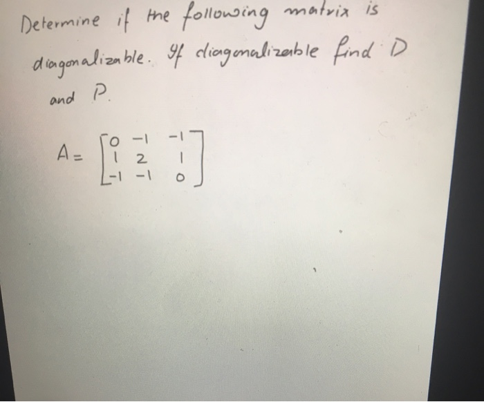 Solved Determine if the following matrix is diagonalizable. | Chegg.com