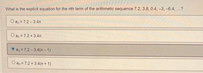 Solved What is the explicit equation for the nth term of the | Chegg.com
