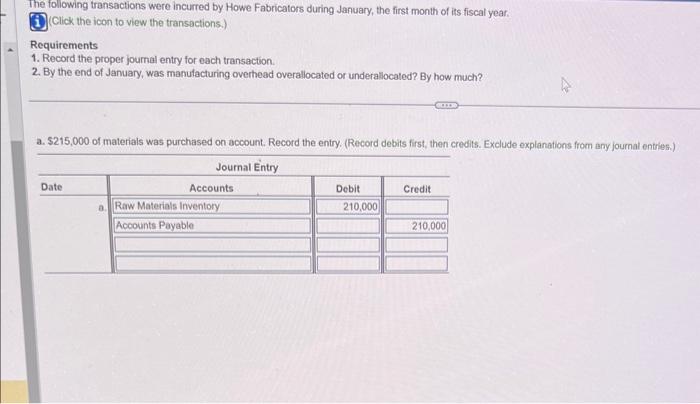 Solved The following transactions were incurred by Howe | Chegg.com