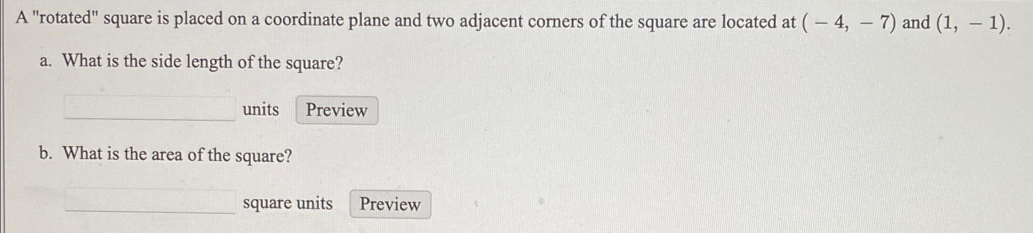 Solved A "rotated" square is placed on a coordinate plane | Chegg.com