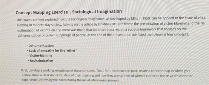 Concept Mapping Exercise | Sociological Imagination | Chegg.com