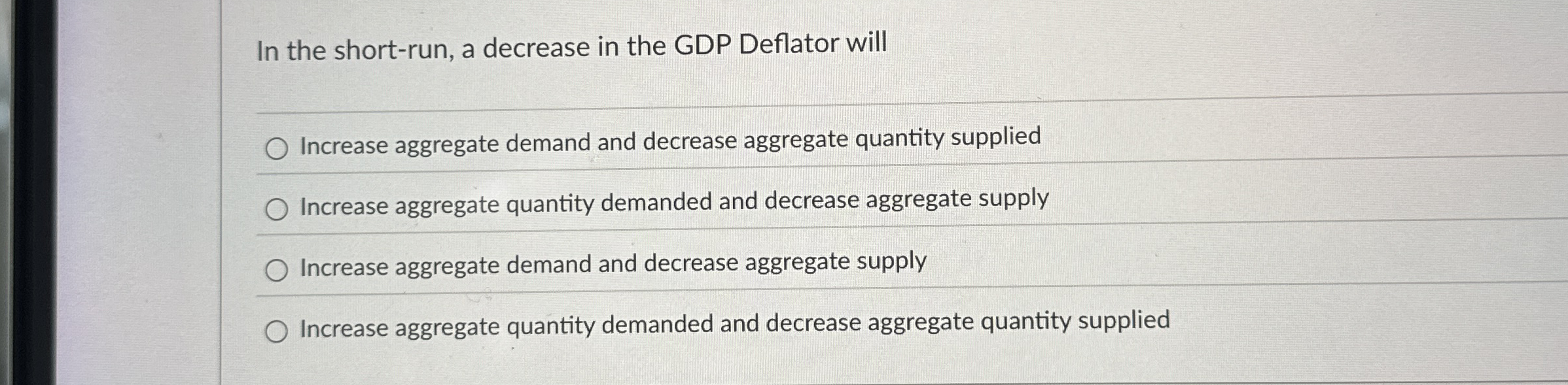 Solved In the short-run, a decrease in the GDP Deflator | Chegg.com
