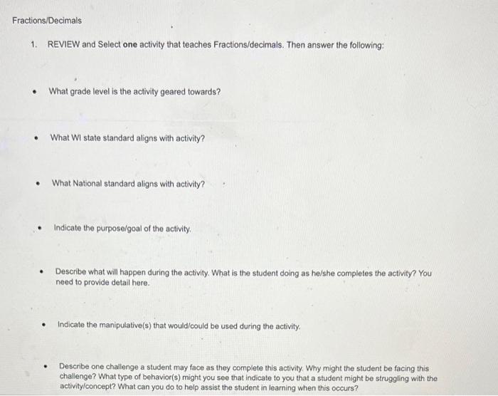Solved 1. REVIEW and Select one activity that teaches | Chegg.com