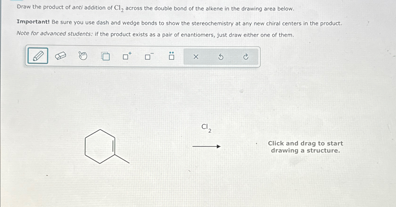 Solved Draw the product of anti addition of Cl2 ﻿across the | Chegg.com
