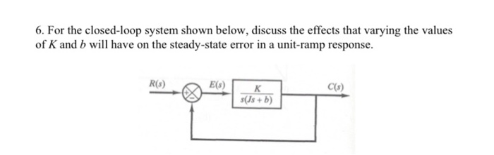 Solved 6. For the closed-loop system shown below, discuss | Chegg.com