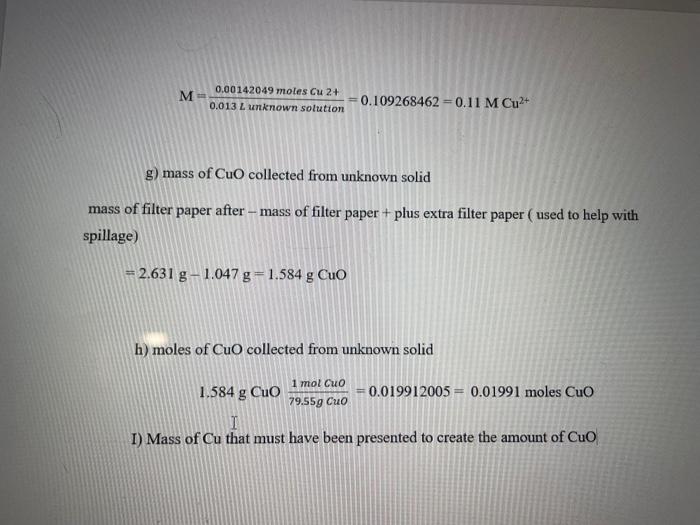 Solved Find the mass of Cu that must have been present to | Chegg.com