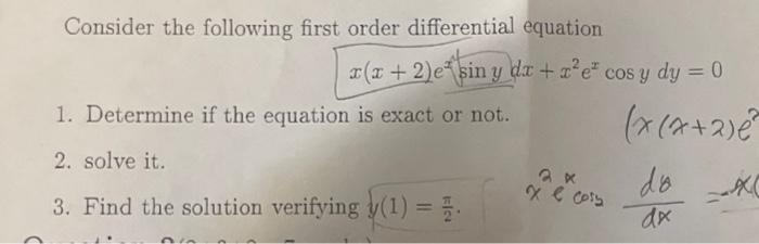 Solved Consider the following first order differential | Chegg.com