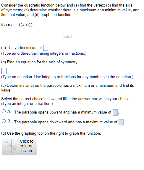 Solved Consider the quadratic function below and (a) ﻿find | Chegg.com
