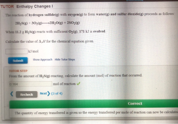 Solved [References] TUTOR Enthalpy Changes The reaction of | Chegg.com
