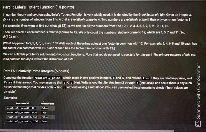 Solved Part 1 Euler S Totient Function 10 Points In