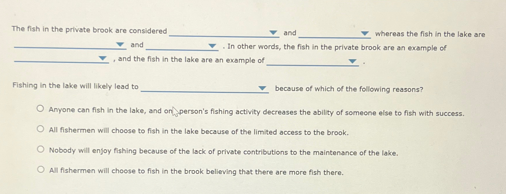 Solved The fish in the private brook are considered q, ﻿and | Chegg.com