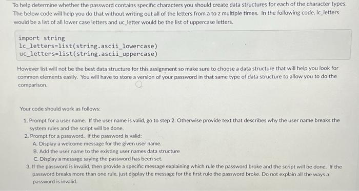 Solved To help determine whether the password contains | Chegg.com