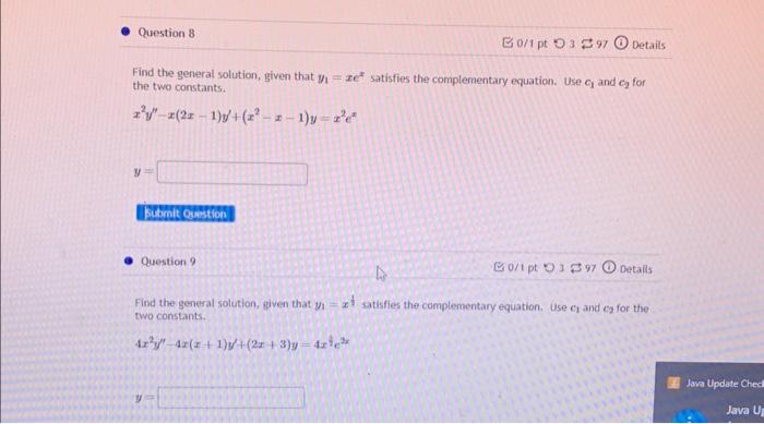 Solved Find the general solution, given that y1=xex | Chegg.com