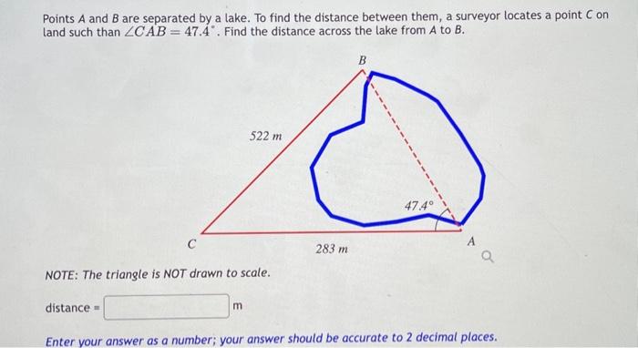 Solved Points A and B are separated by a lake. To find the | Chegg.com