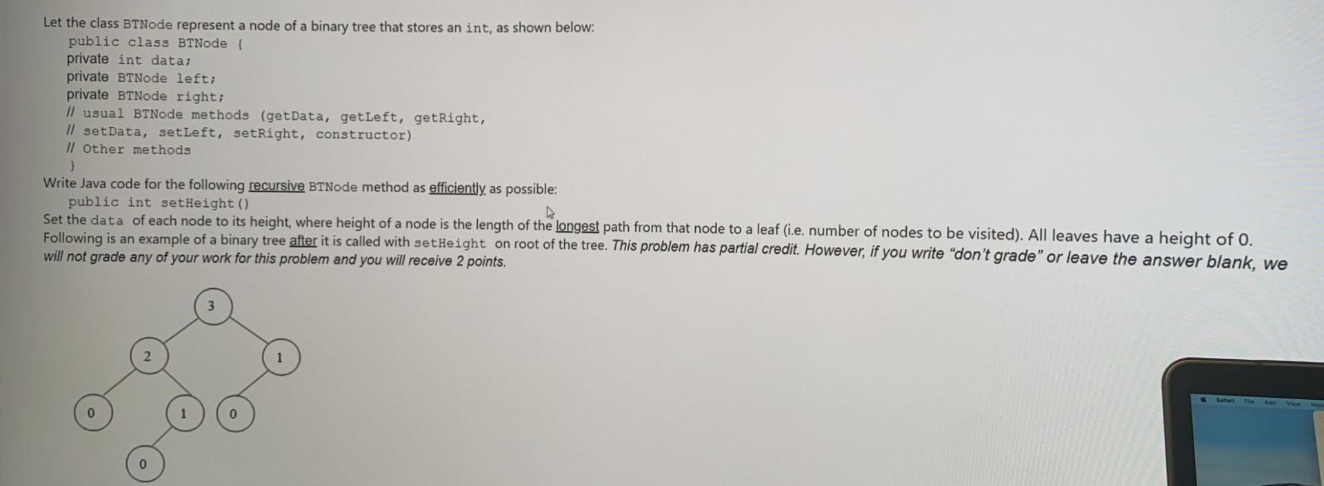 Solved Let the class BTNode represent a node of a binary | Chegg.com