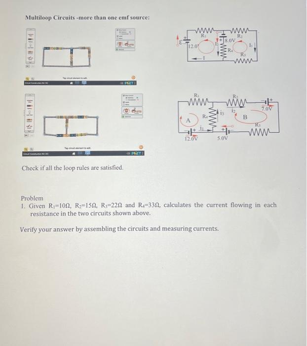 Solved Multiloop Circuits-more than one emf source: Check if | Chegg.com
