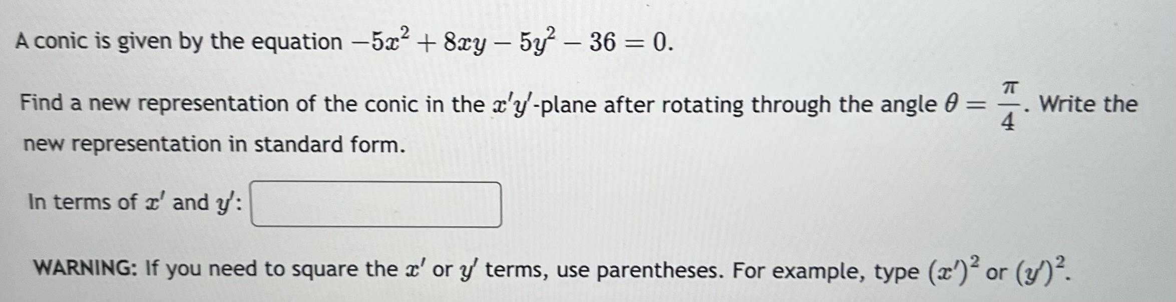 Solved A conic is given by the equation | Chegg.com