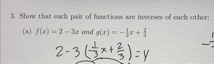 Solved Show that the functions are inverse of each other , | Chegg.com