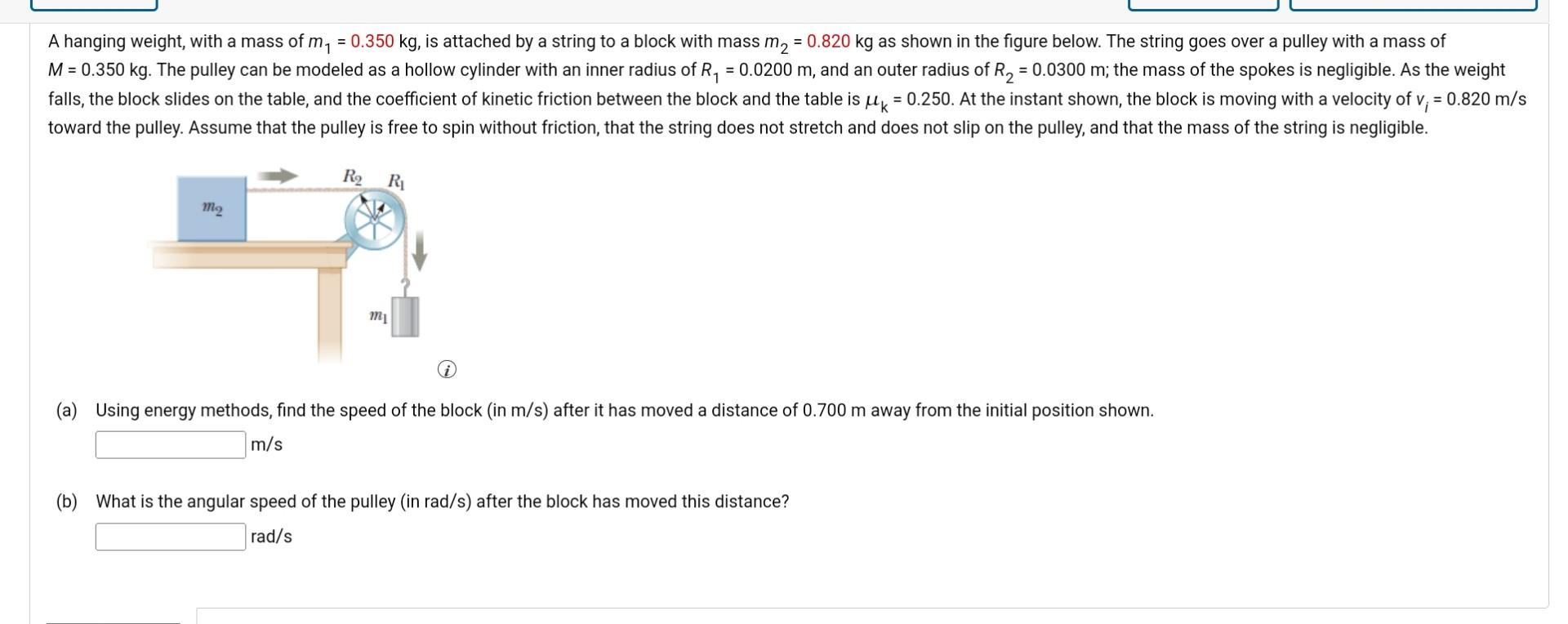 Solved (a) ﻿Using energy methods, find the speed of the | Chegg.com
