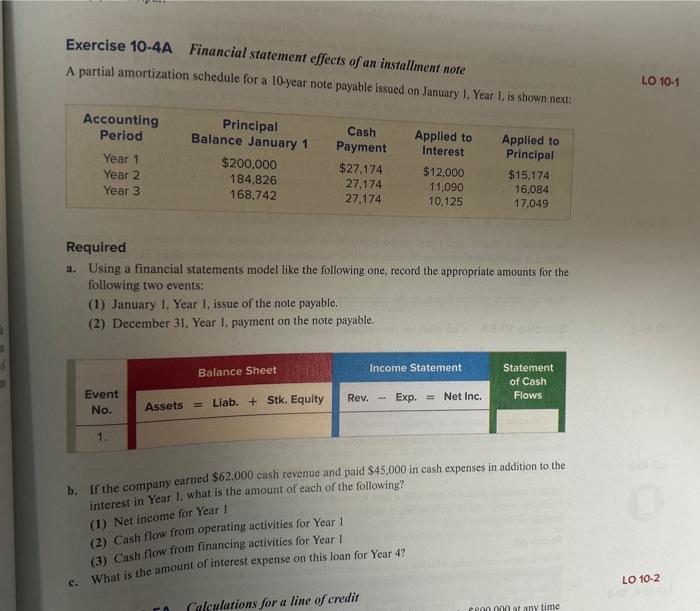 Solved Exercise 10-4A Finaitctit katement effects of an | Chegg.com
