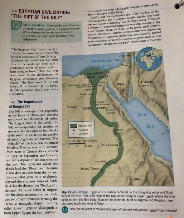 Solved 1-4 EGYPTIAN CIVILIZATION: "THE GIFT OF THE NILE" | Chegg.com