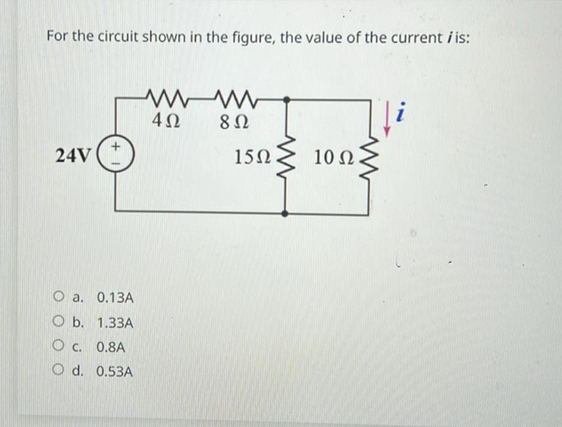 Solved For the circuit shown in the figure, the value of the | Chegg.com