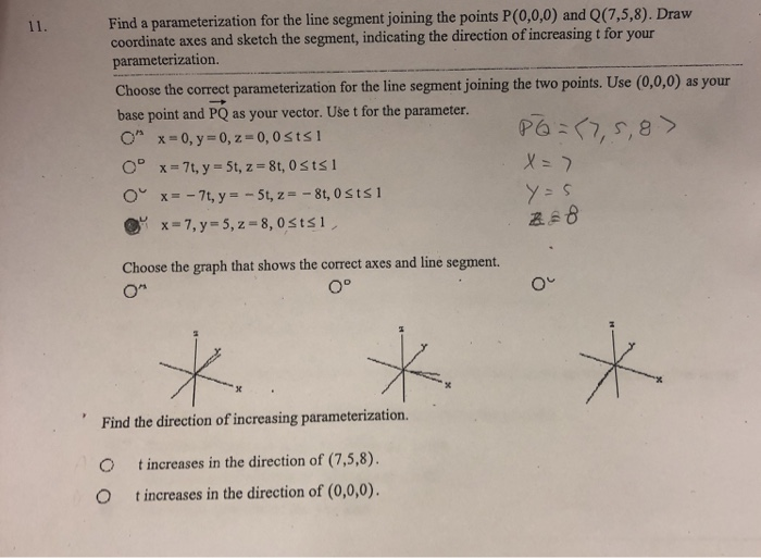 Solved Find a parameterization for the line segment joining | Chegg.com