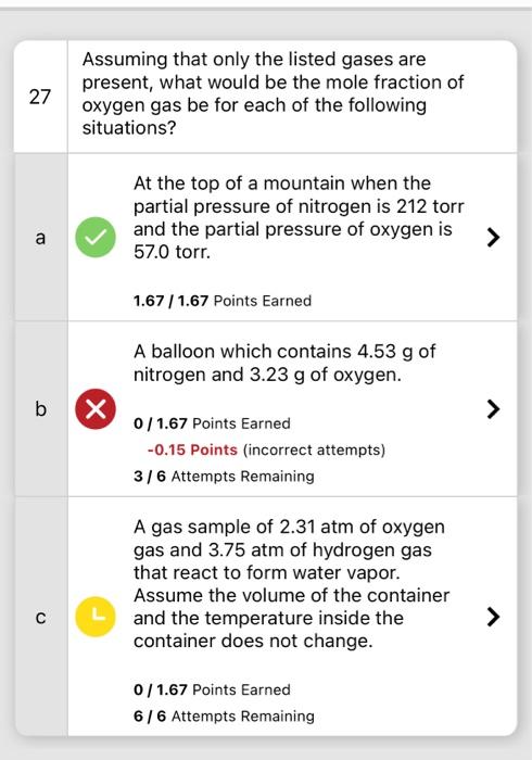 Solved Assuming that only the listed gases are present, what | Chegg.com