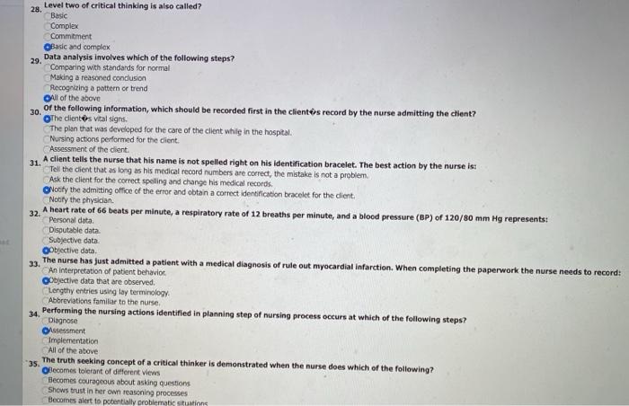 Solved 28. Level two of critical thinking is also called? | Chegg.com