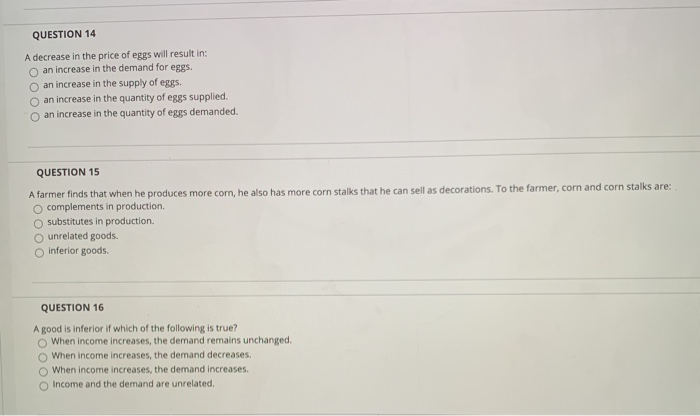 Solved Question 11 A Decrease In Supply Is Caused By An 9878
