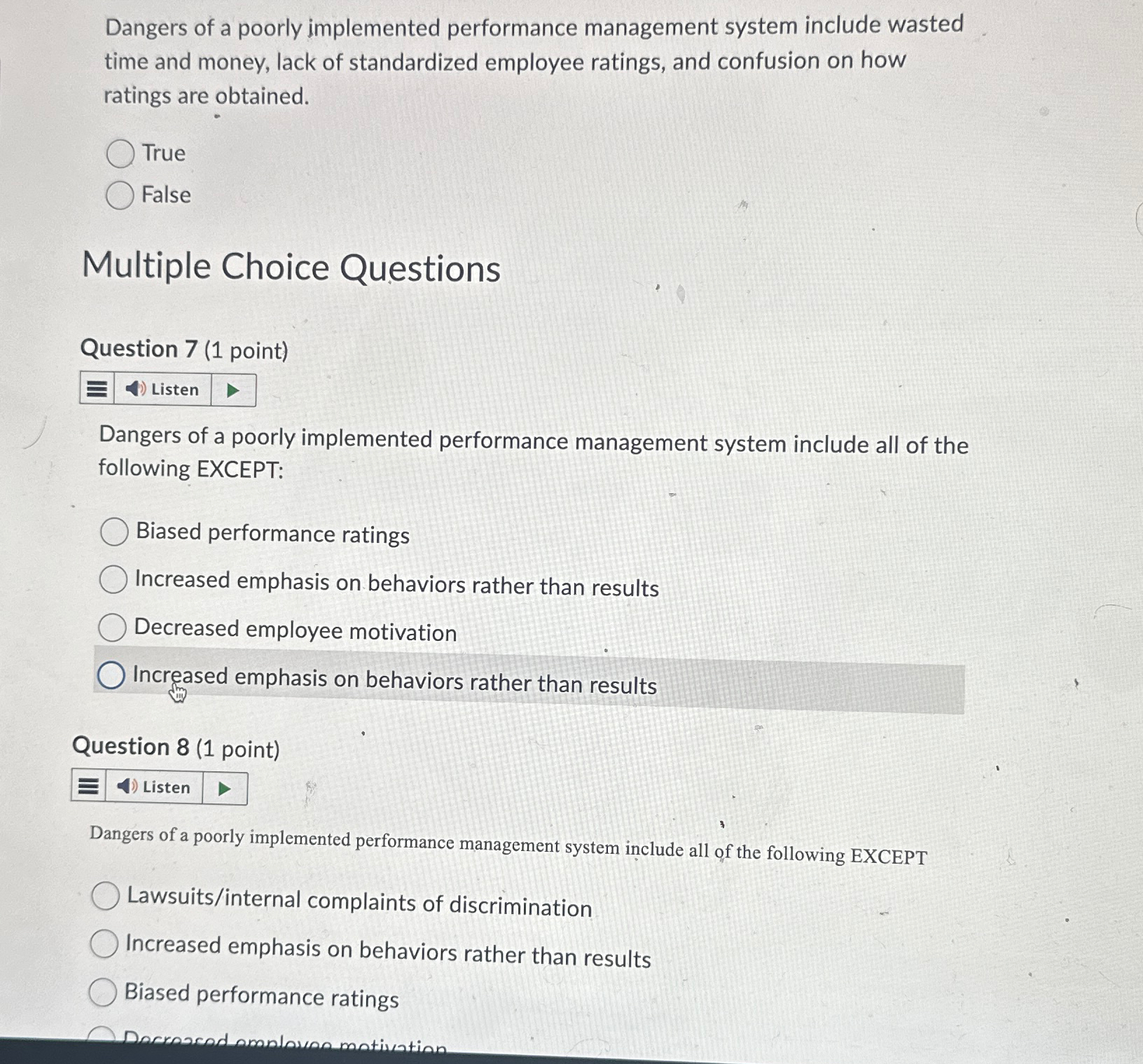 Solved Dangers of a poorly implemented performance | Chegg.com