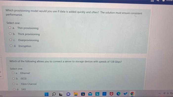 Solved 80 Which provisioning model would you use if data is | Chegg.com