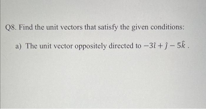 Solved 28. Find the unit vectors that satisfy the given | Chegg.com