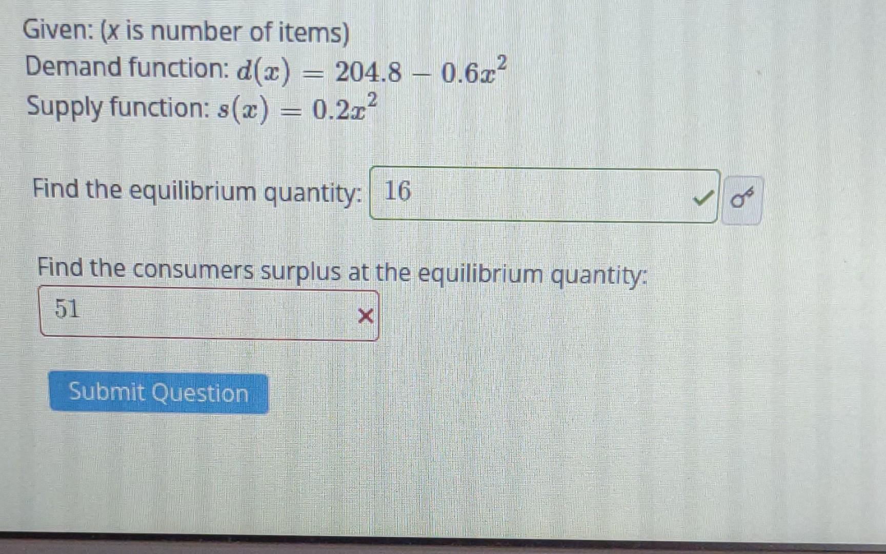 Solved Given: ( x is number of items) Demand function: | Chegg.com