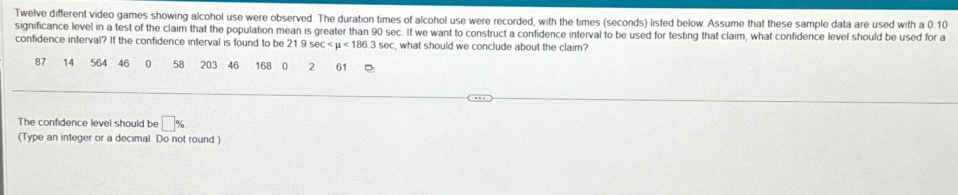 Solved Twelve different video games showing alcohol use were | Chegg.com