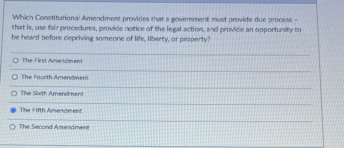 Solved Which Constitutional Amendment provides that a | Chegg.com