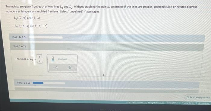 Solved two points are given from each of the lines, L1 and | Chegg.com