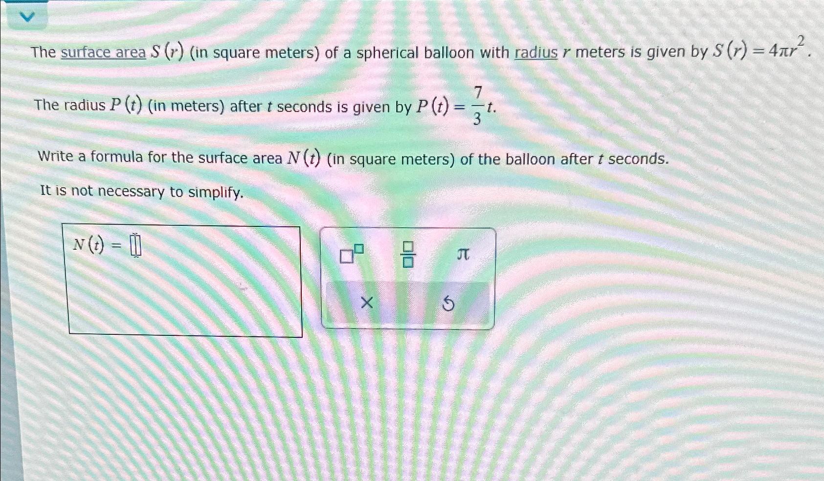 Solved The surface area S(r) (in square meters) ﻿of a | Chegg.com