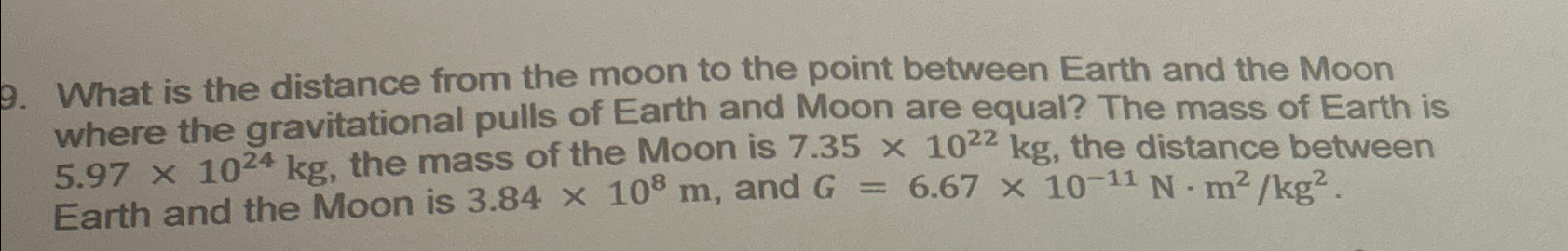What is the distance from the moon to the point | Chegg.com