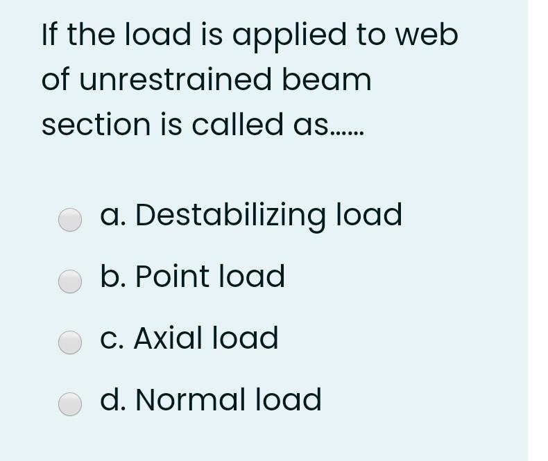 Solved If the load is applied to web of unrestrained beam | Chegg.com