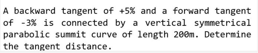 Solved A backward tangent of +5% and a forward tangent of | Chegg.com