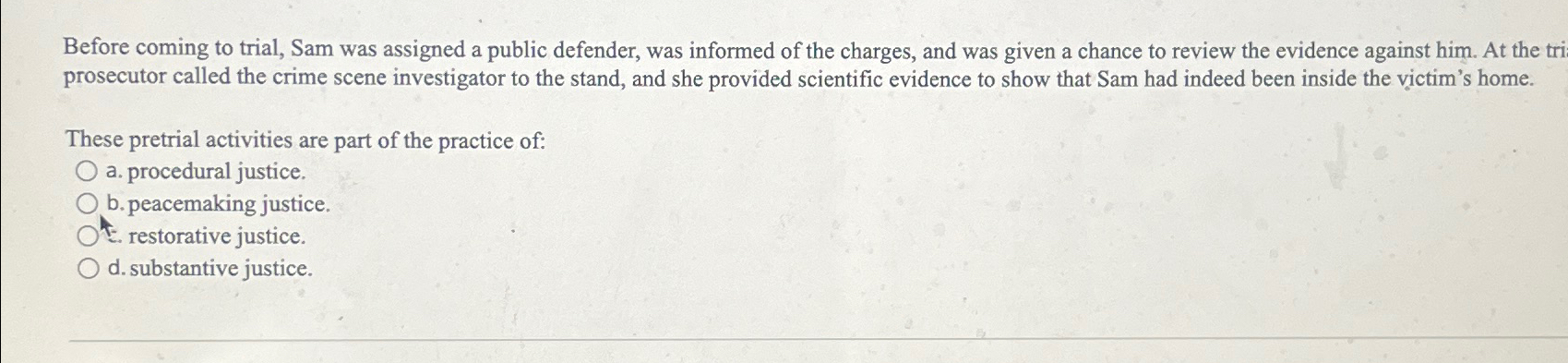 Solved Before coming to trial, Sam was assigned a public | Chegg.com