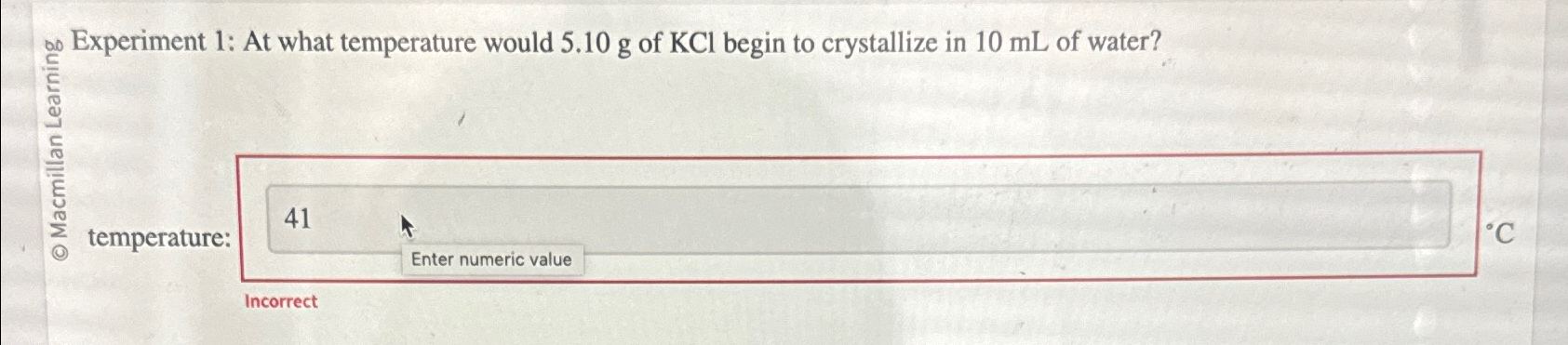 as Experiment 1: At what temperature would 5.10g ﻿of | Chegg.com