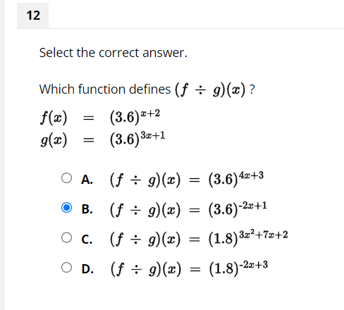 Solved Select the correct answer.Which function defines | Chegg.com